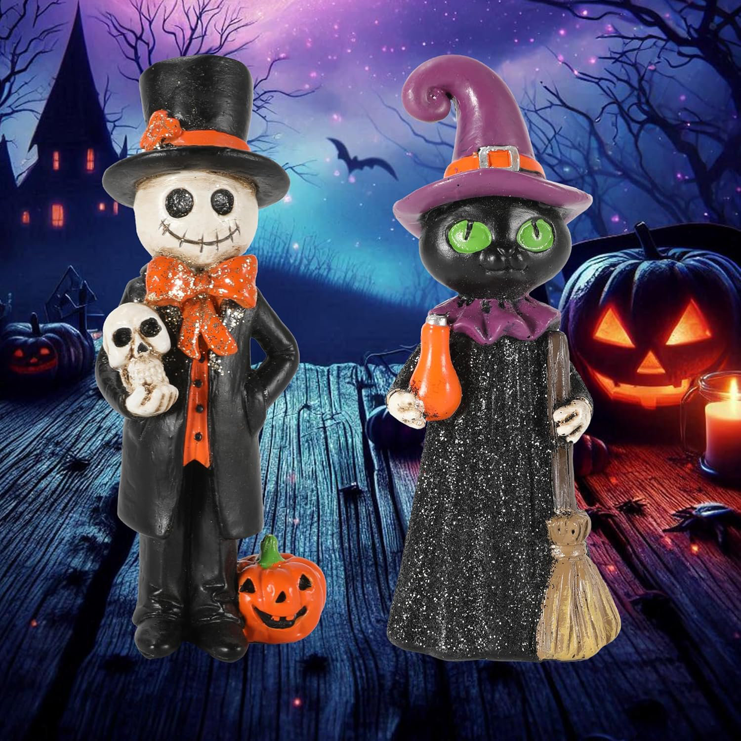 Astoria Grand Cute Halloween Decor - 2-Pack Resin Skeleton Gentleman ...