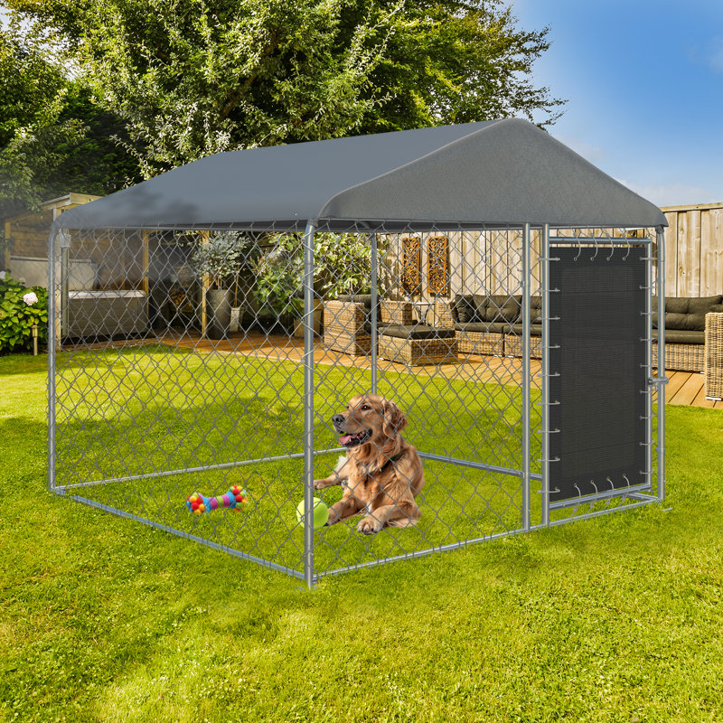 EROMMY 6'x6' Outdoor Dog Kennel With Secure Lock, Outside Dog Kennels ...