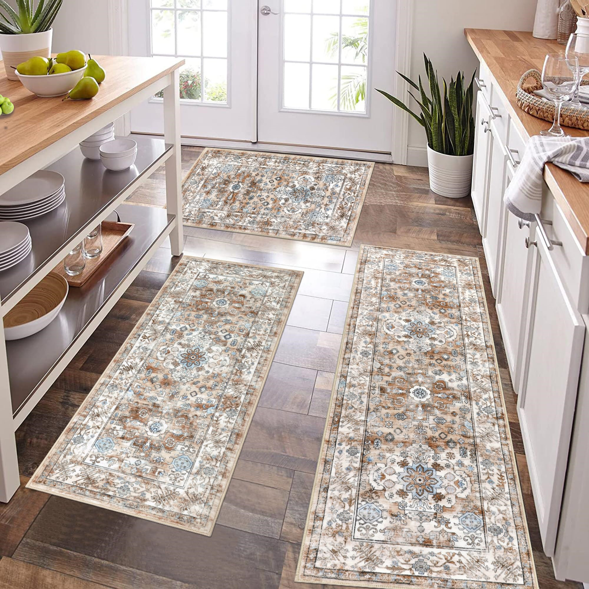 Bungalow Rose Boho Washable Non Slip Kitchen Rugs | Wayfair