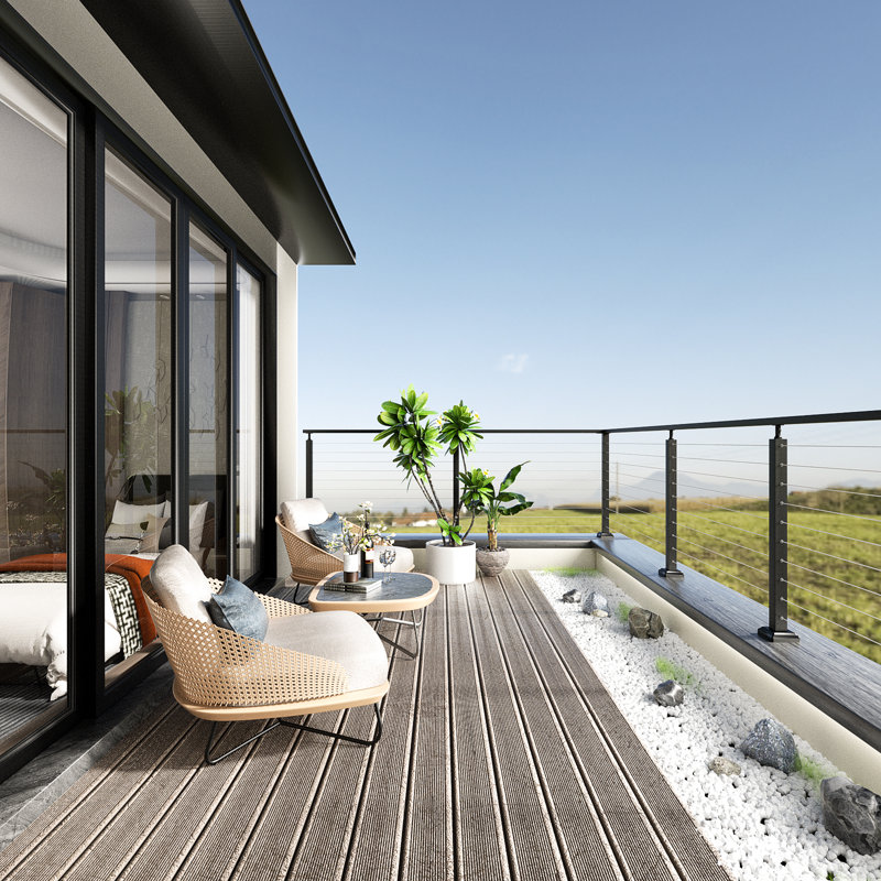 RoomTec Cable Railing Corner Post 90 Degree L-Drilled 36"x2"x2" Surface ...