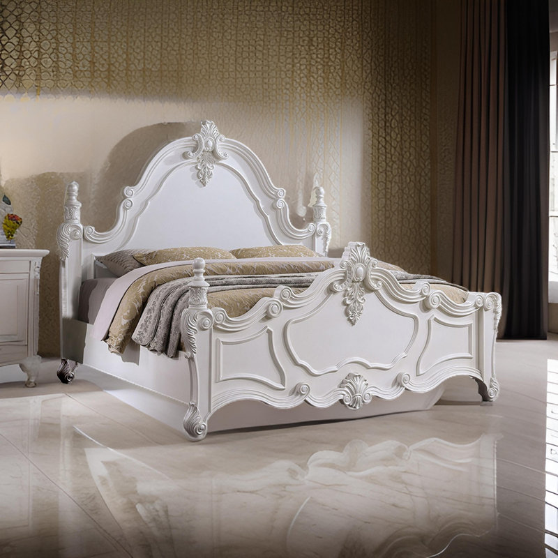 Benjara Frank Bed, Carved Details, Finial Posts, Solid Wood & Reviews ...