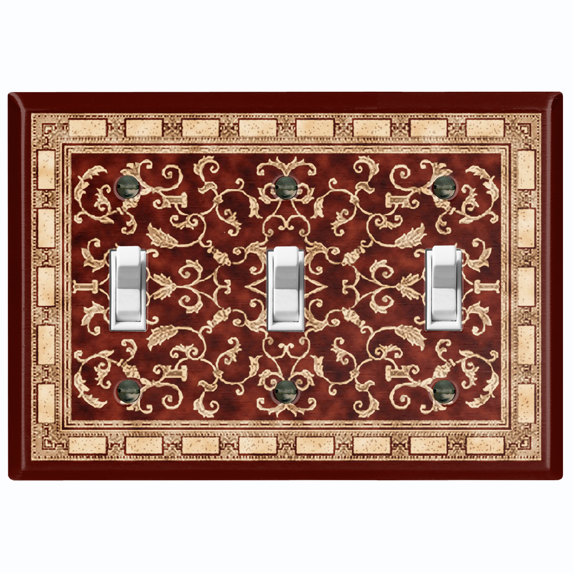 WorldAcc Metal Light Switch Plate Outlet Cover (Elegant Beige Red ...