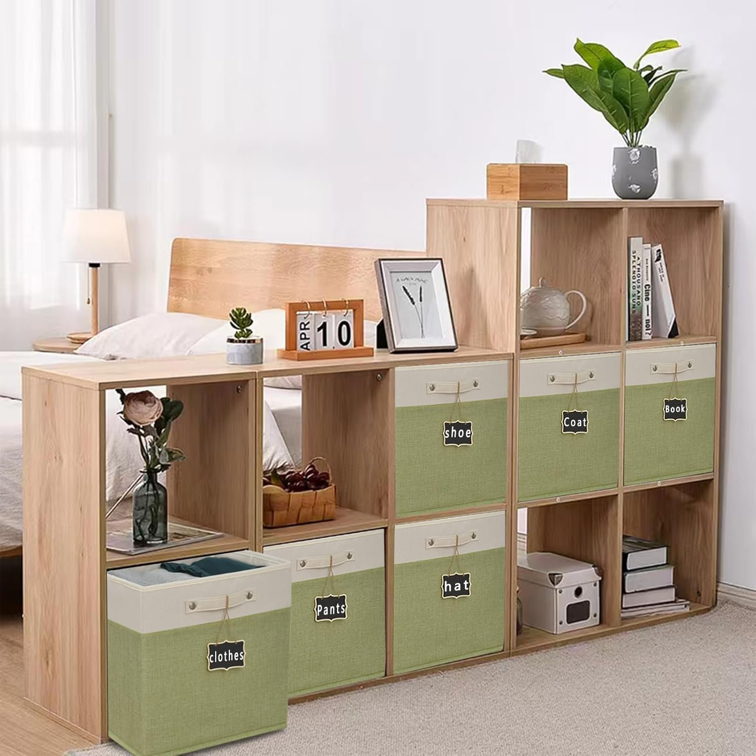 Hokku Designs Collapsible Fabric Storage Cubes with Labels 4 Pack ...