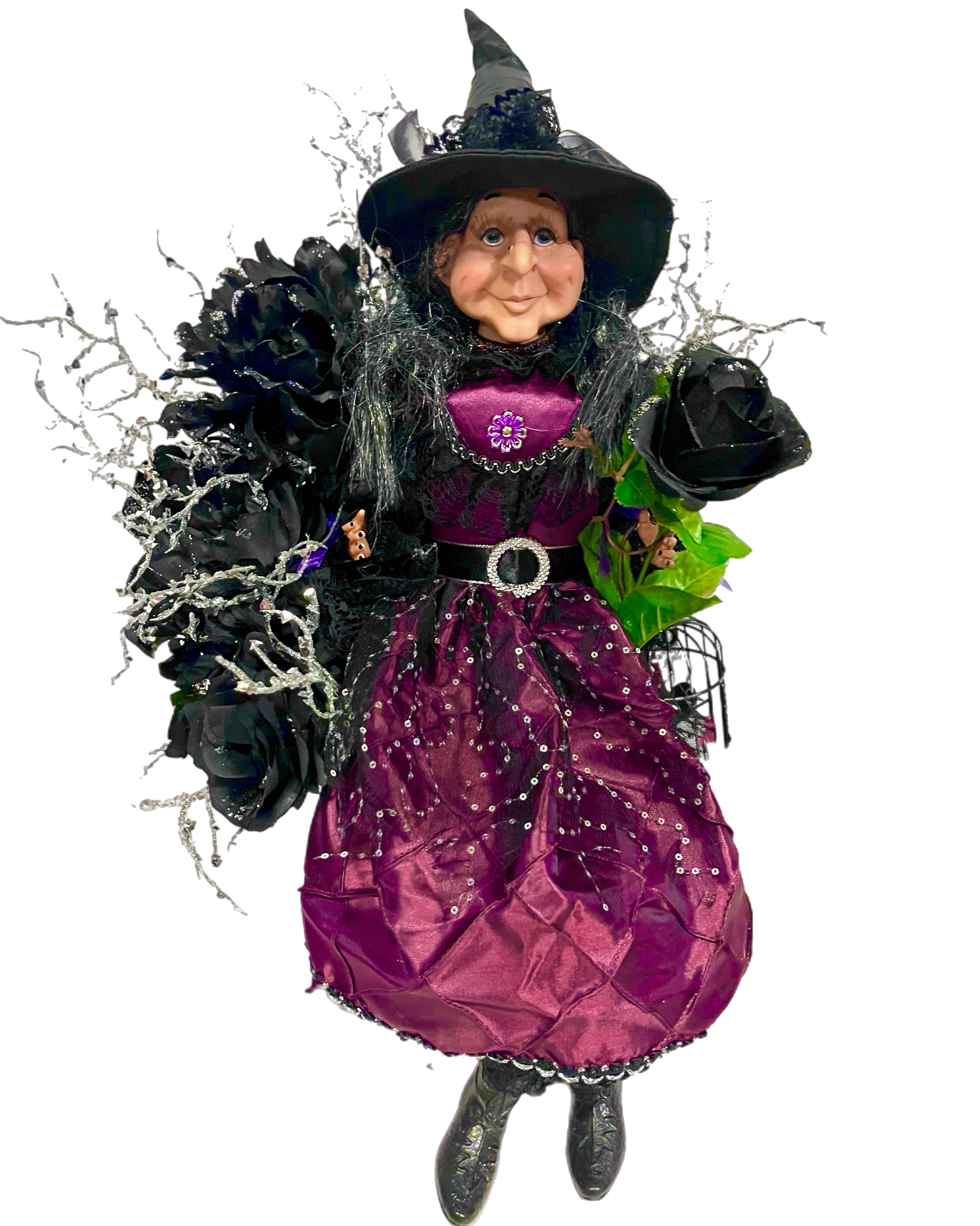 The Holiday Aisle® Halloween Witch Floral Arrangement Peony Rose Tall ...