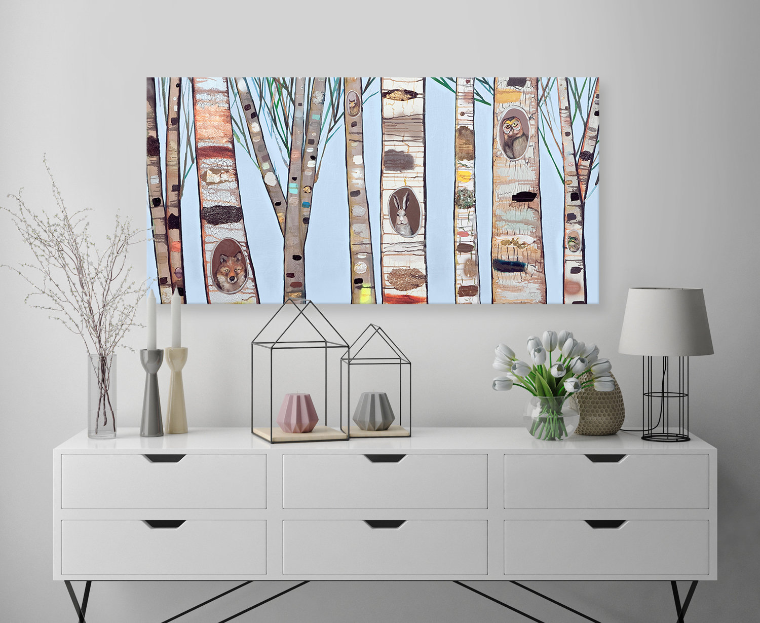 GreenBox Art 'Ice Blue Birch Trees' by Eli Halpin Painting Print on ...