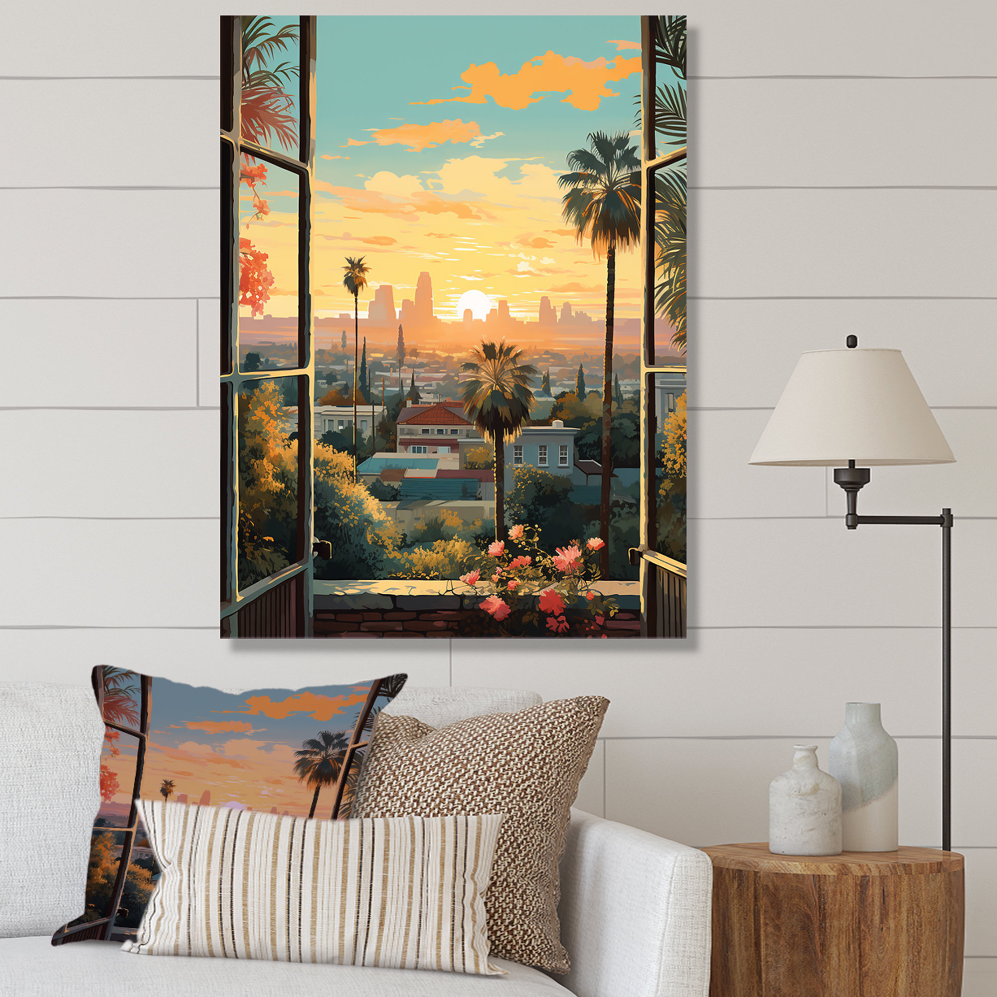 Bay Isle Home™ Vintage Los Angeles Windows View 3 - Floral Window Wall ...