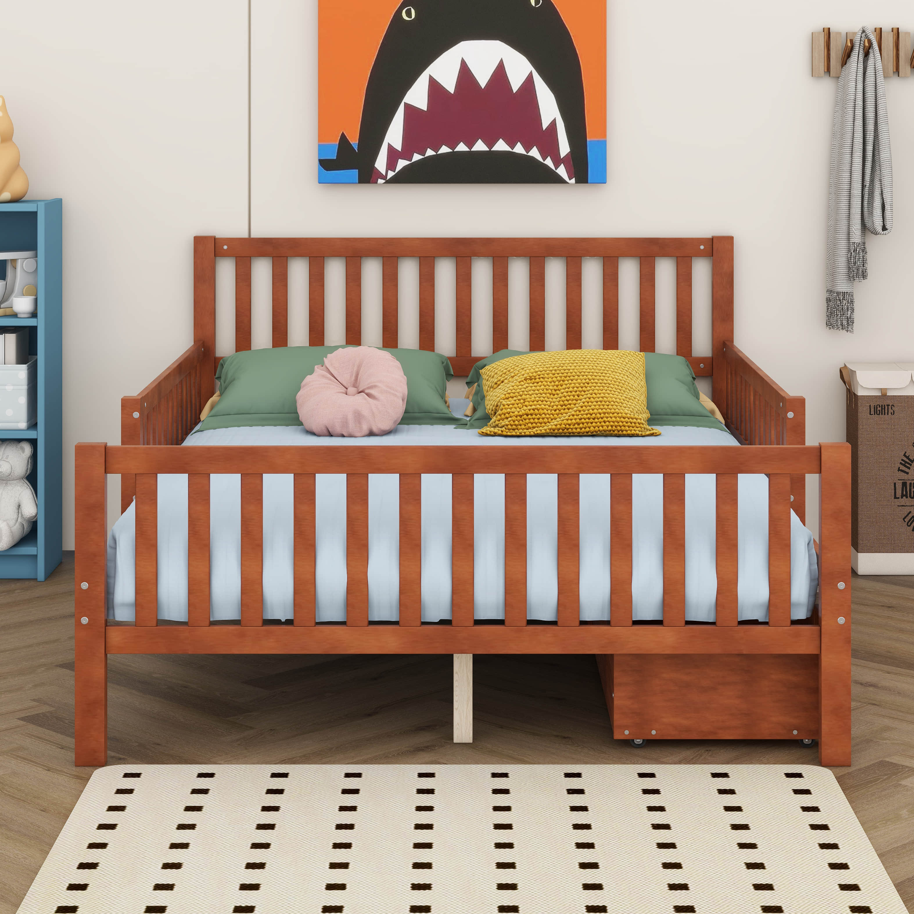 Union Rustic Full Size Wood Platform Bed For Kids, Bed Frame With ...