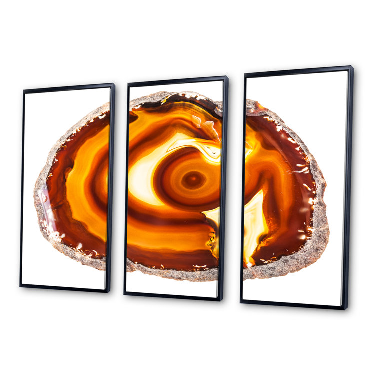 Wrought Studio Vibrant Agate Geode Slice - Abstract Framed Canvas Wall ...