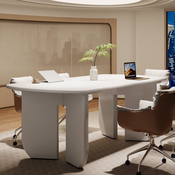 Inbox Zero 63" Modern White Conference Table,Modern Meeting Room Table ...