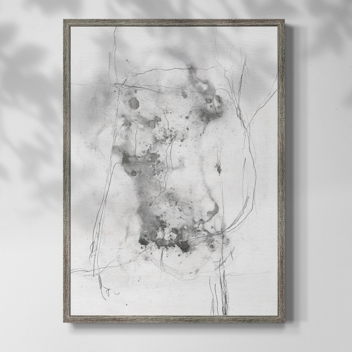 Wrought Studio™ Graphite Abstract IV Framed Print - Solid Wood | Wayfair