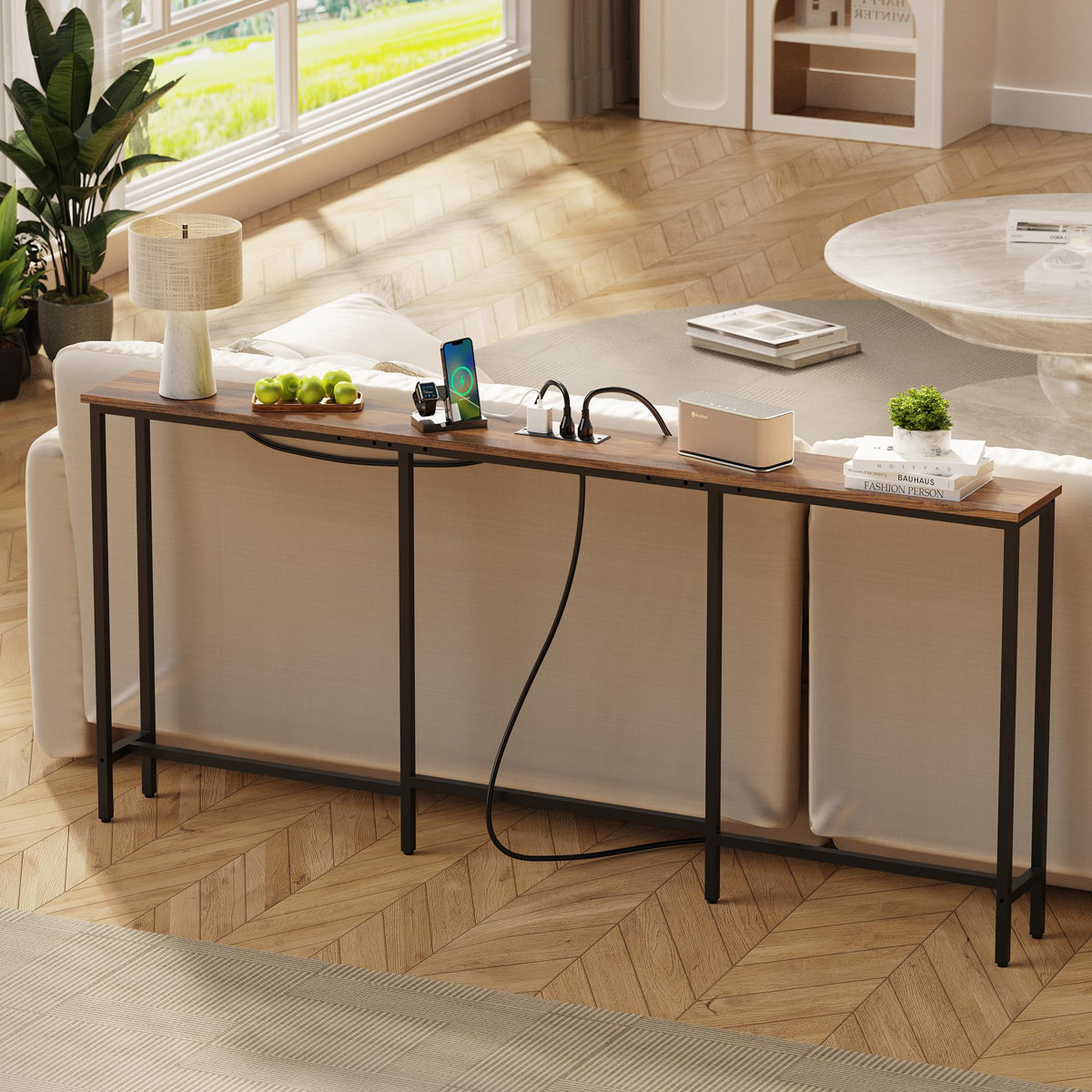 17 Stories Bachand 70.86'' Console Table with Power Outlet & Reviews ...