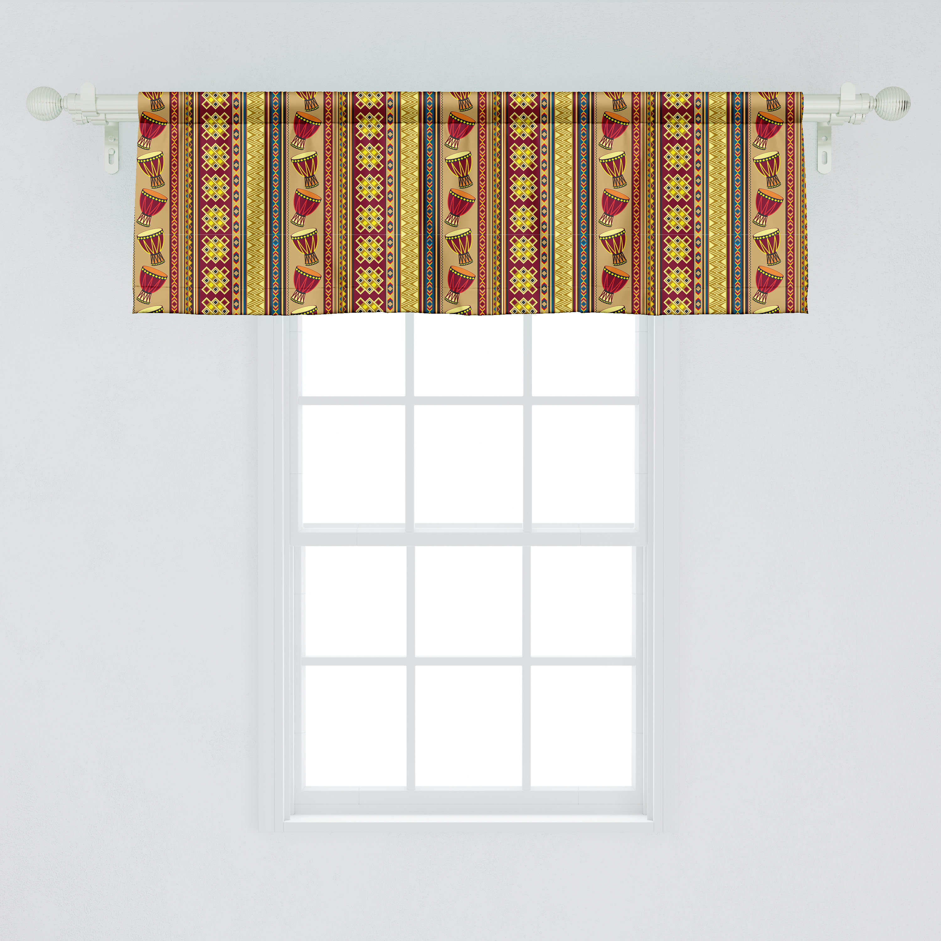 Ambesonne African Valance Pack of 2 Djembe Drums Geometric 52489 | Wayfair