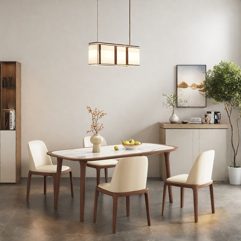 Lee's luxury furniture Solid Wood Rock Board Simple Dining Table Sets ...