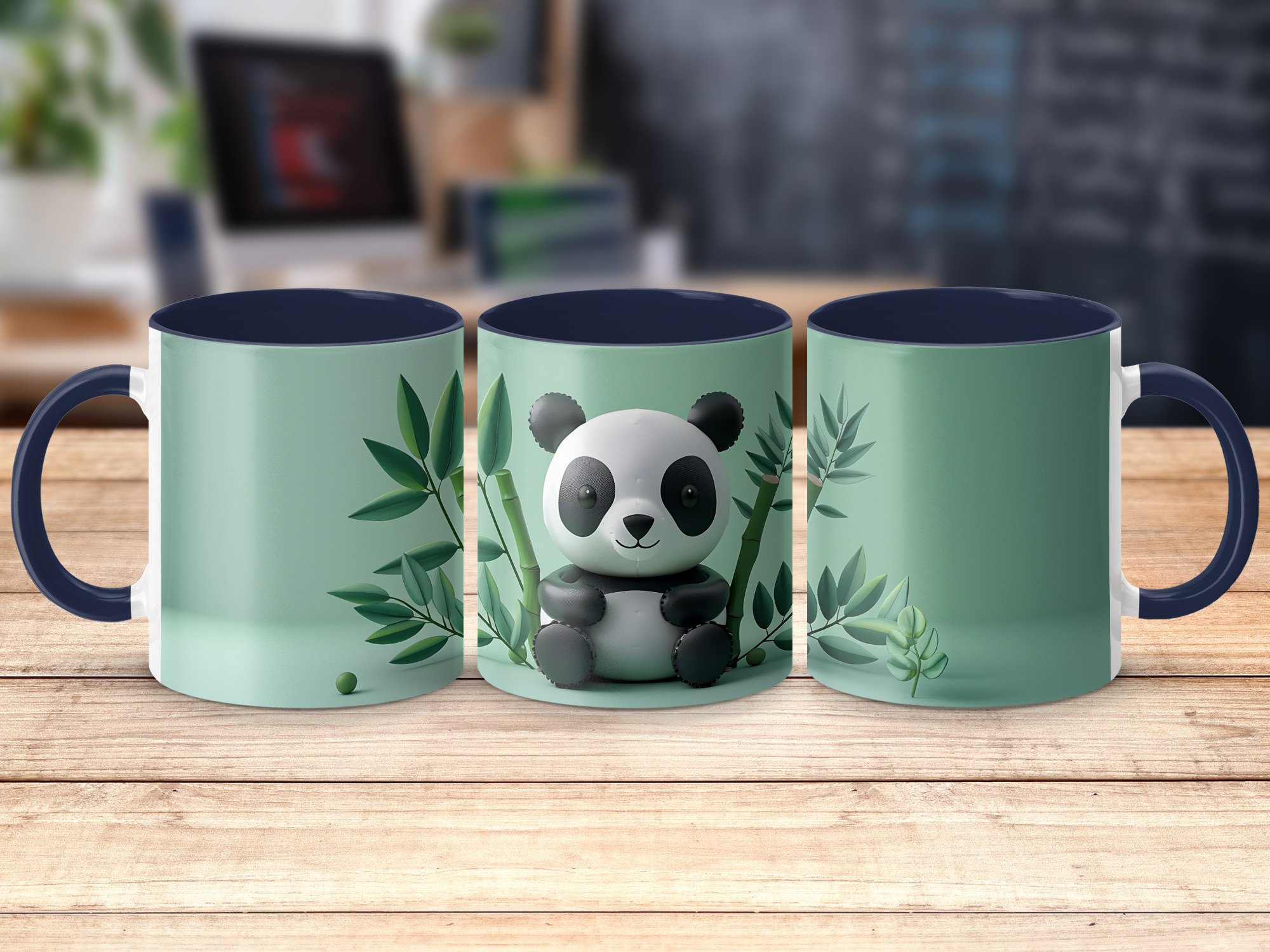 East Urban Home Set of 4 Colourful 3D Design 11oz Accent Mugs – White ...