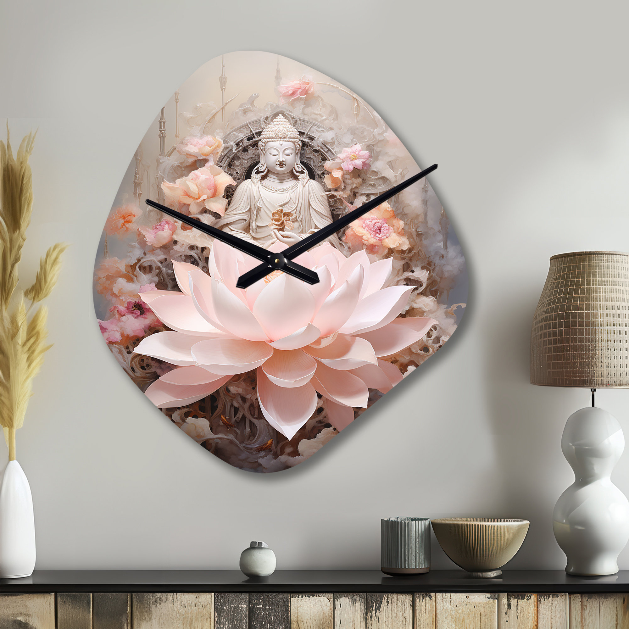 Design Art Pink Buddhism Lotus Of Wisdom - Buddhism Unique Shape Metal ...