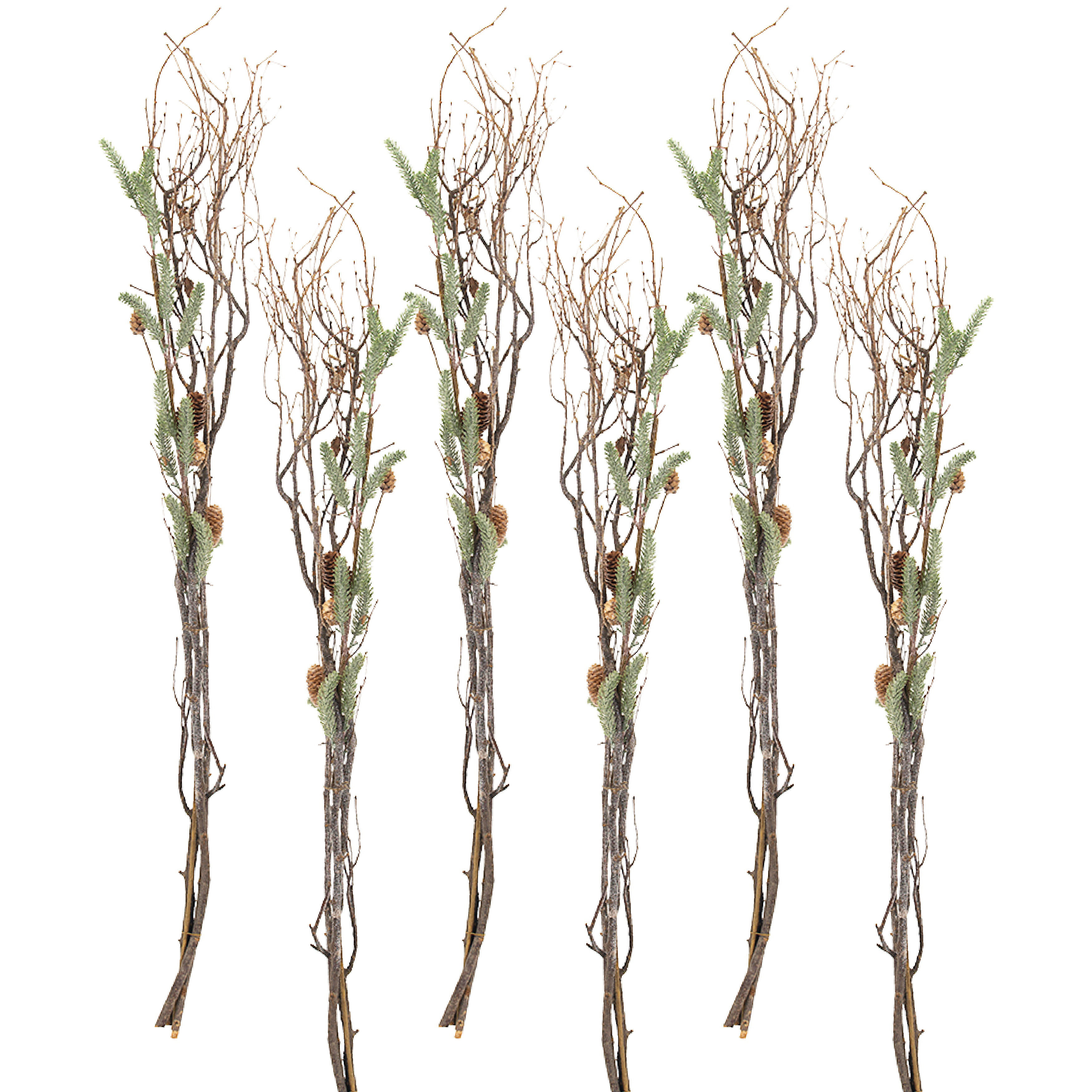 The Holiday Aisle® Snowy Twig Bundle - Set of 6 - 45" - Green/Brown ...