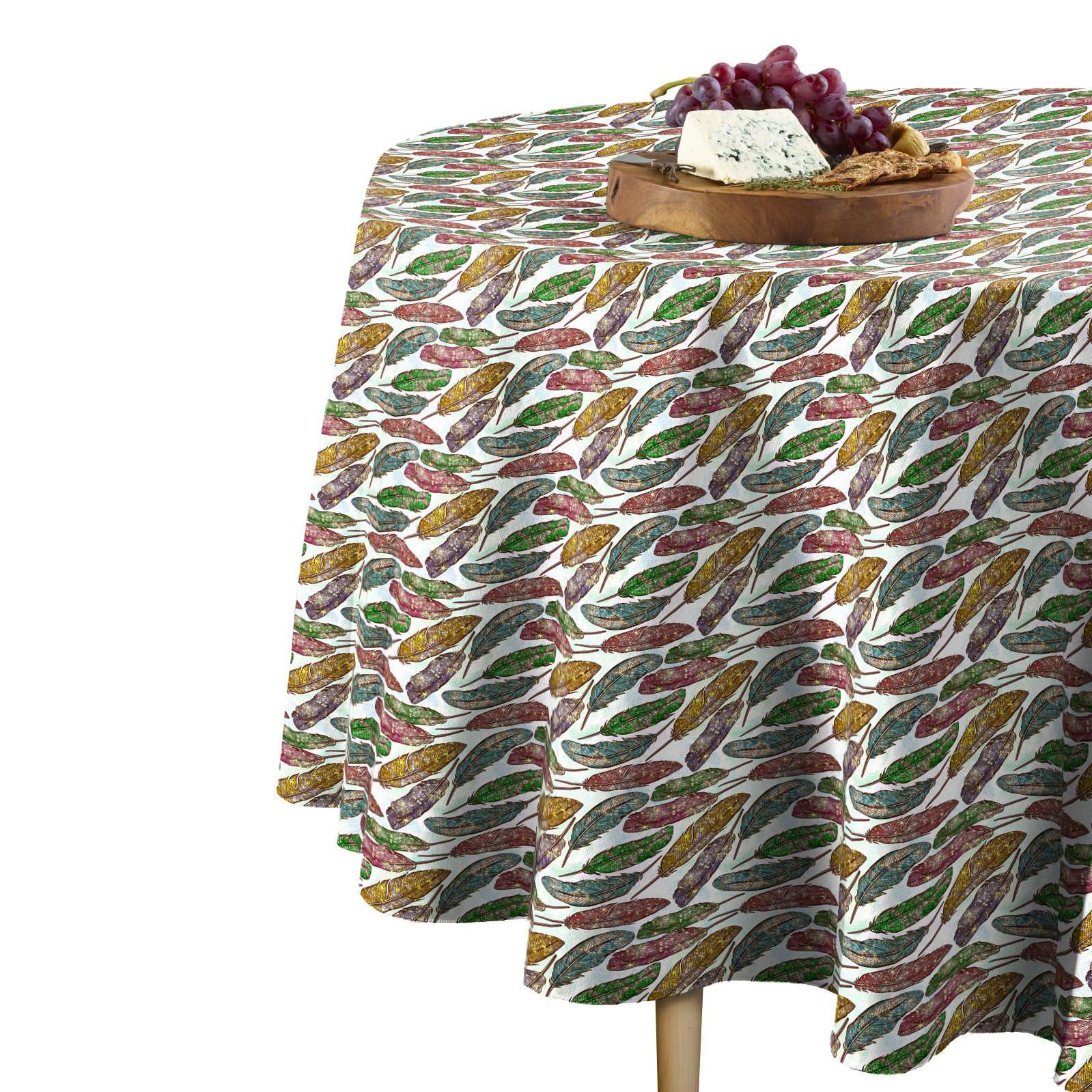 Bungalow Rose Hadden Colorful Feathers Tablecloth | Wayfair