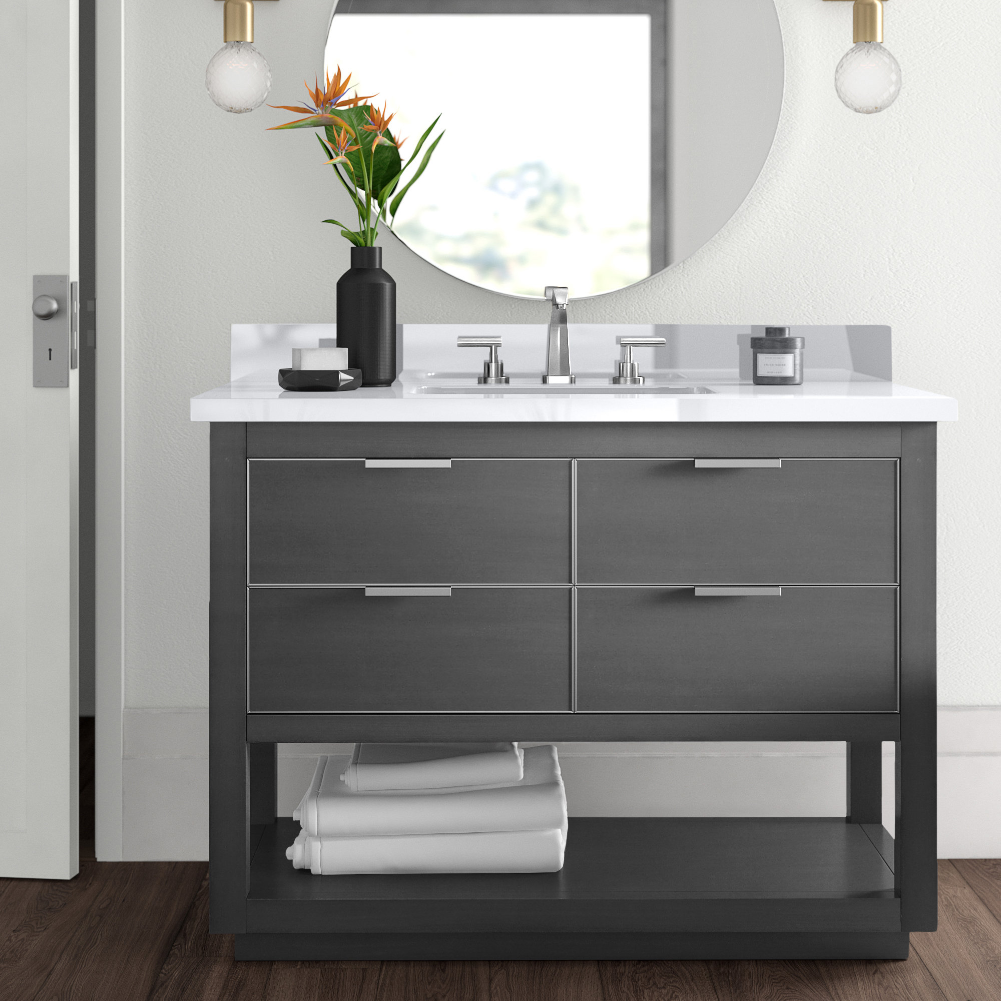 Wade Logan® Allie 42" Single Bathroom Vanity with Carrara Marble Top ...