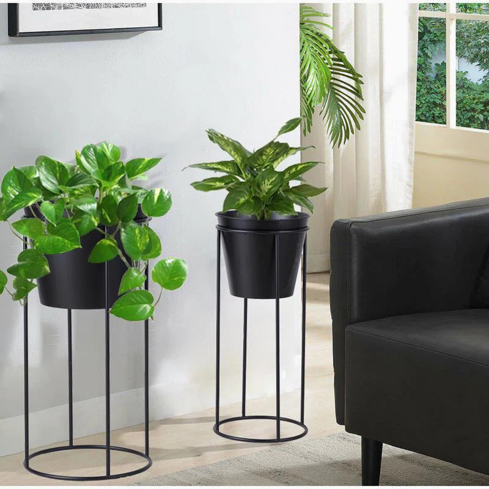 Arlmont & Co. Kaitlin-Louise 2 pieces Black Color Cachepot Flower Plant ...