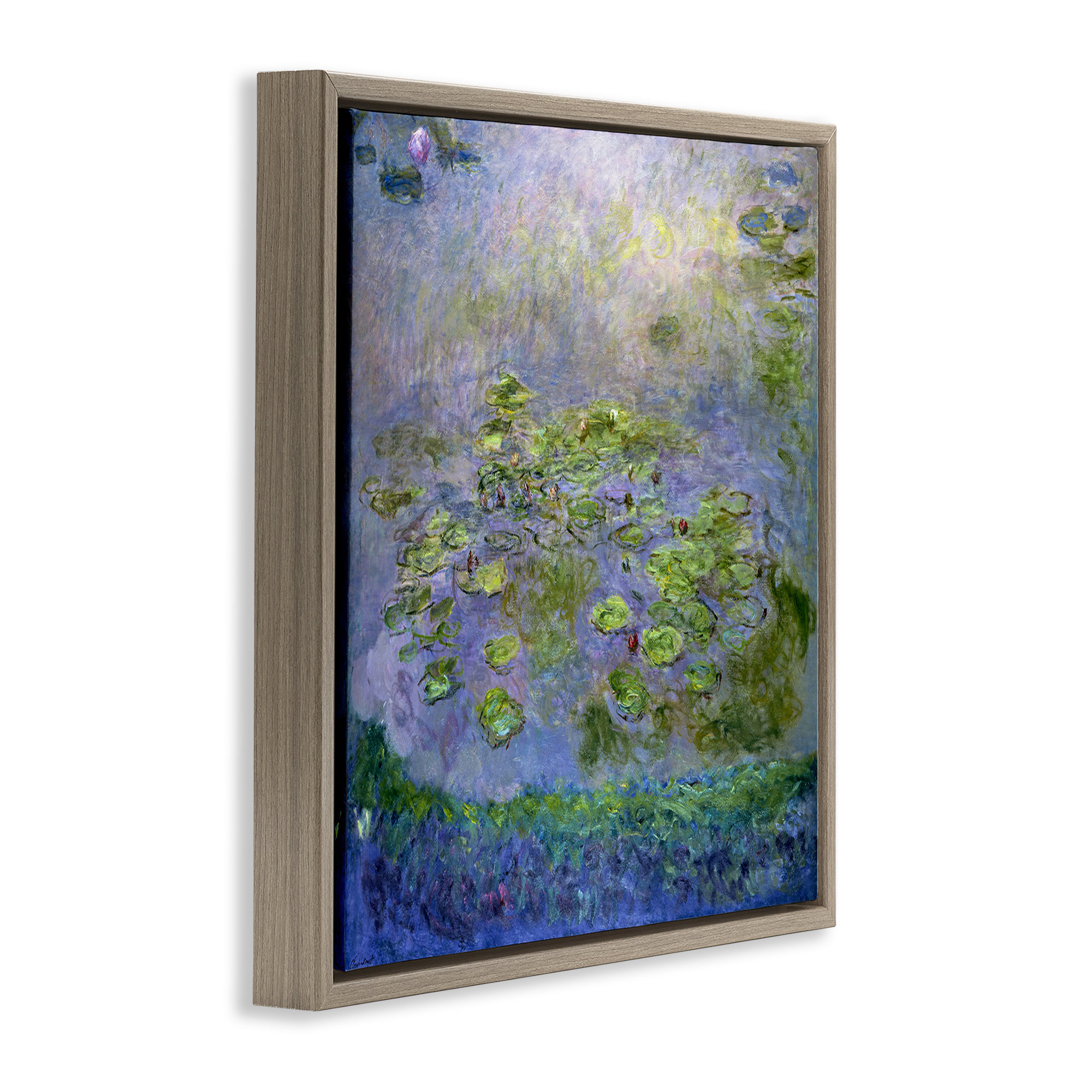 Red Barrel Studio® Classical Monet Nympheas Gray Framed Floater Canvas ...