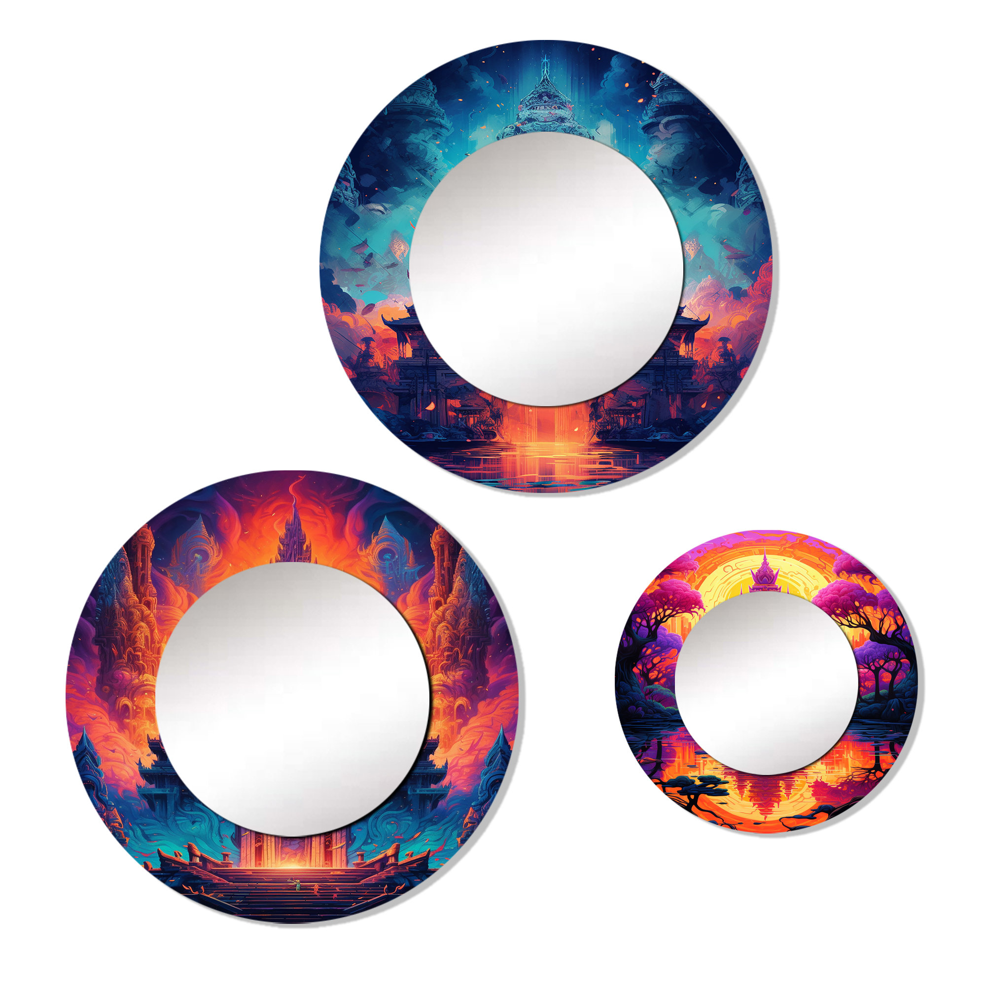 Design Art Thai Buddhist Temple Spiritual Dreamscape Aluminum Round ...