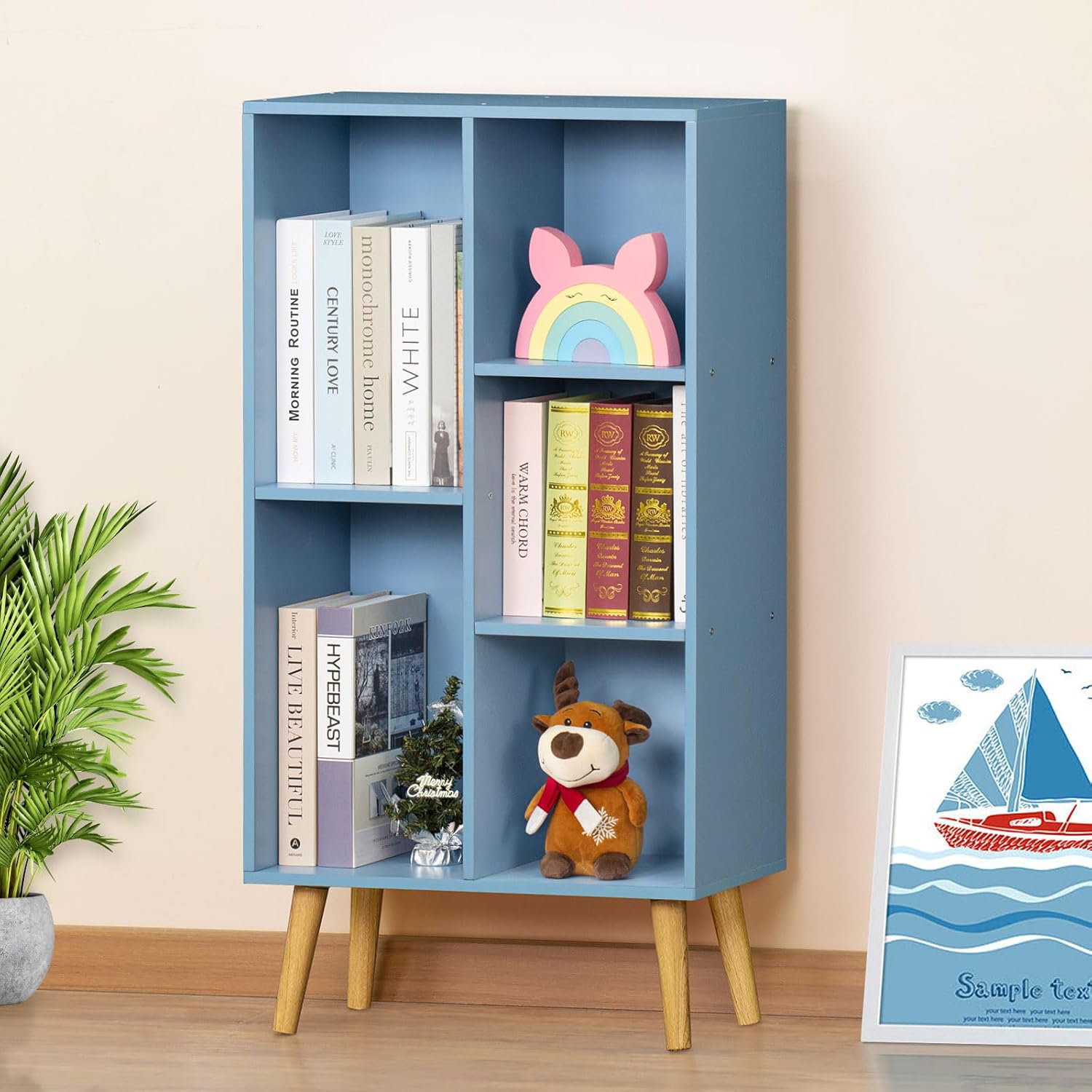 Corrigan Studio 5 Cube Bookshelf,Wooden Modern Bookcase With Legs | Wayfair