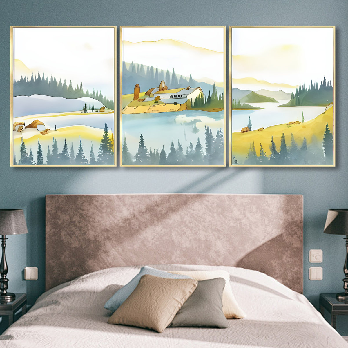 Millwood Pines 3-Piece Set Of Abstract Country Landscape Painting ...