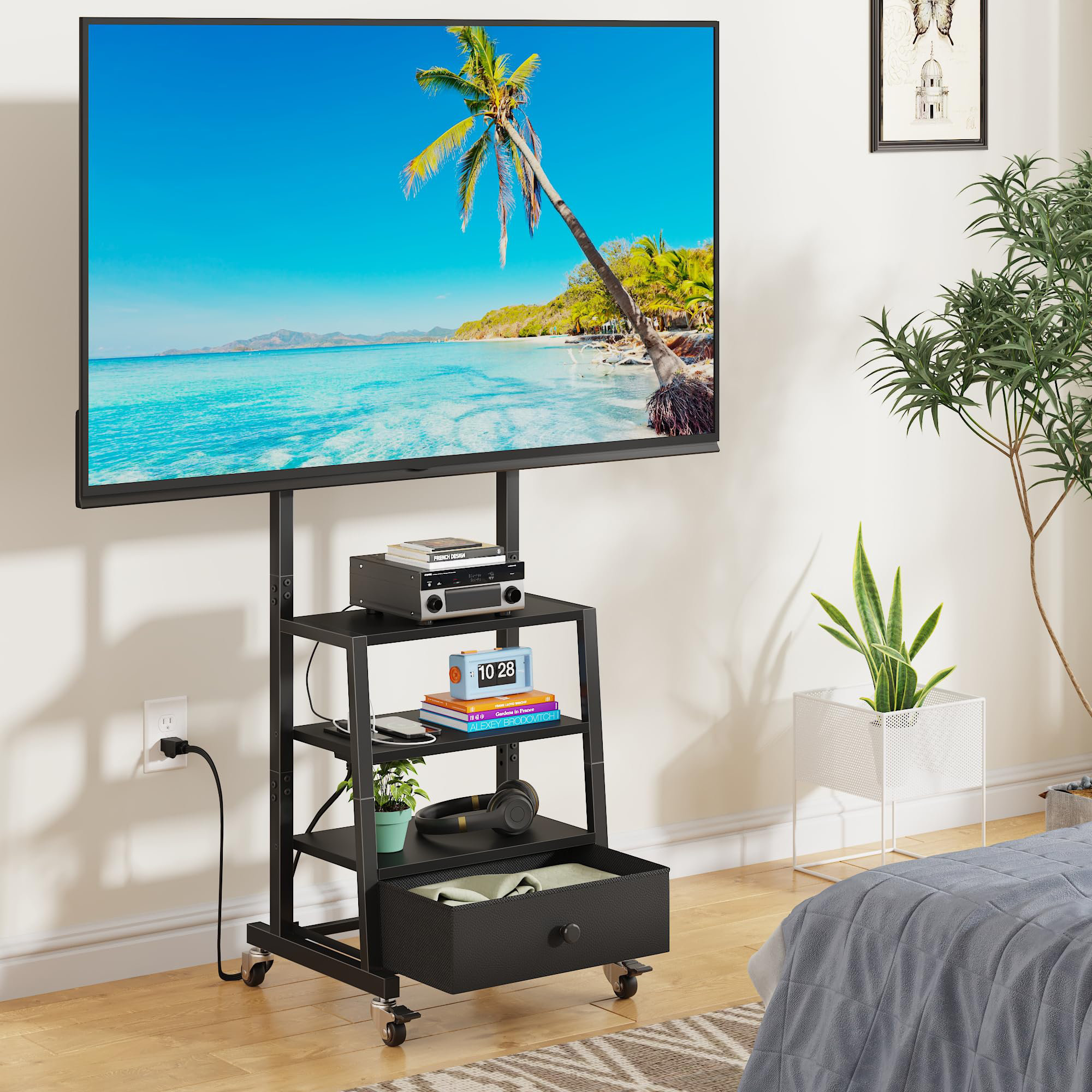 17 Stories Rolling TV Stand With Wheels | Wayfair
