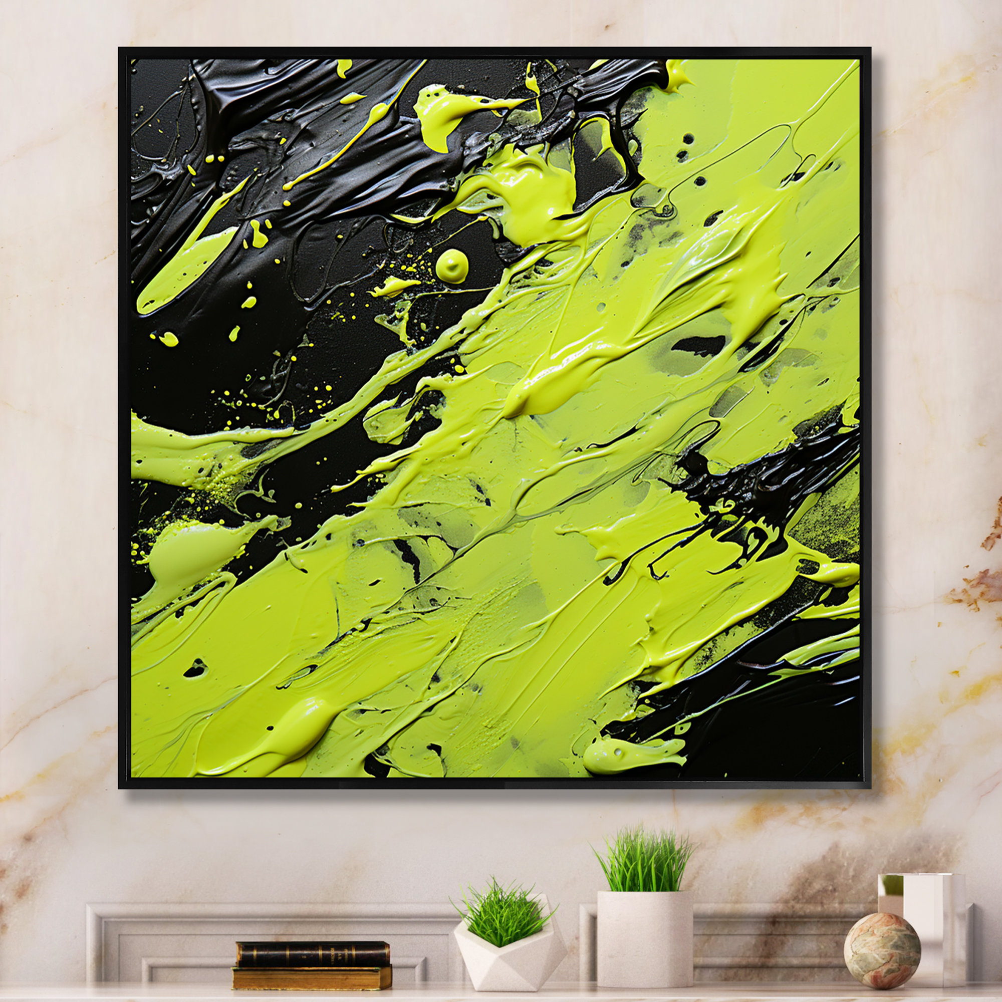 Wrought Studio™ Green Spiral Neon Fusion 3 - Abstract Collages Wall Art ...
