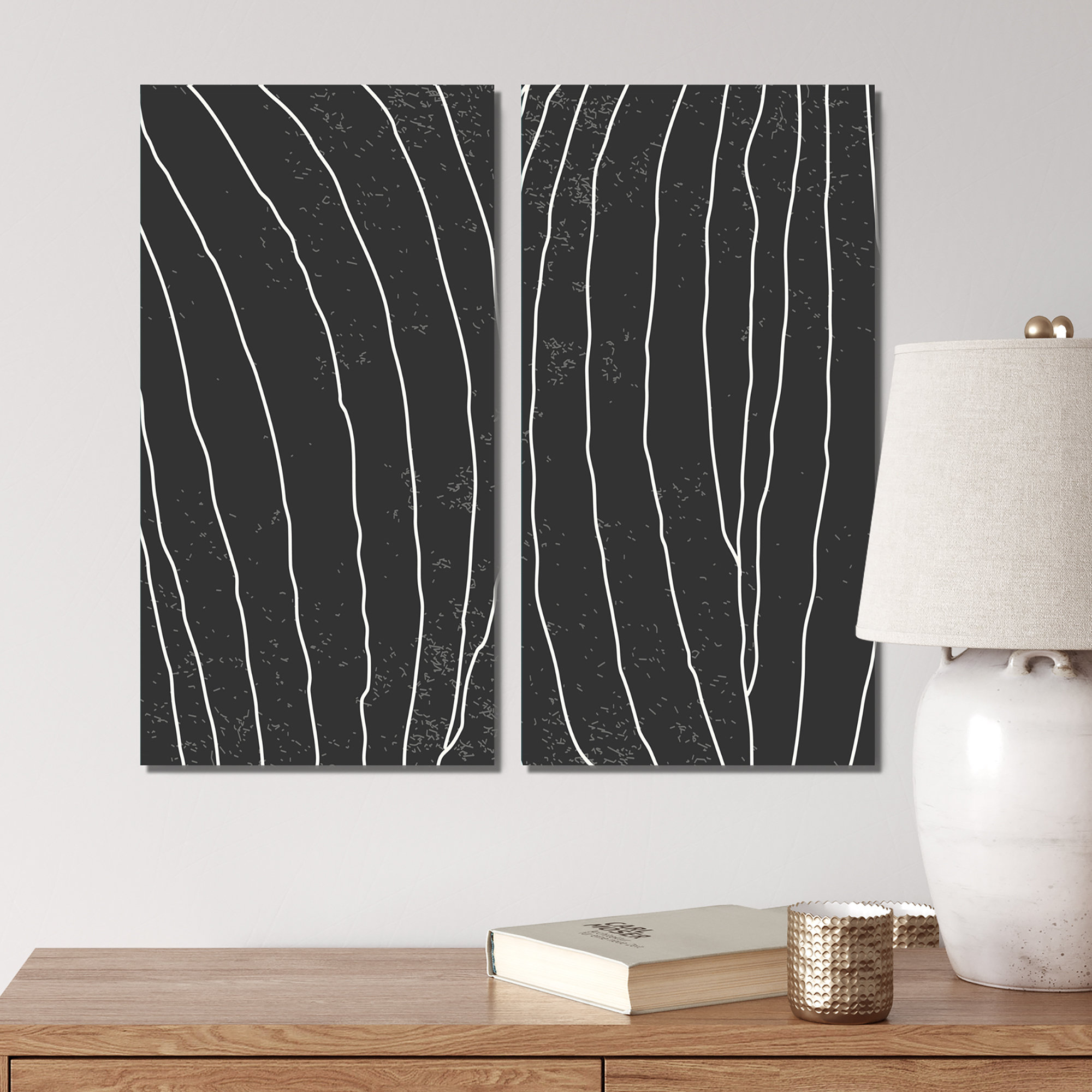 Wrought Studio™ Monochrome Minimalist Structures III - 2 Piece Painting ...