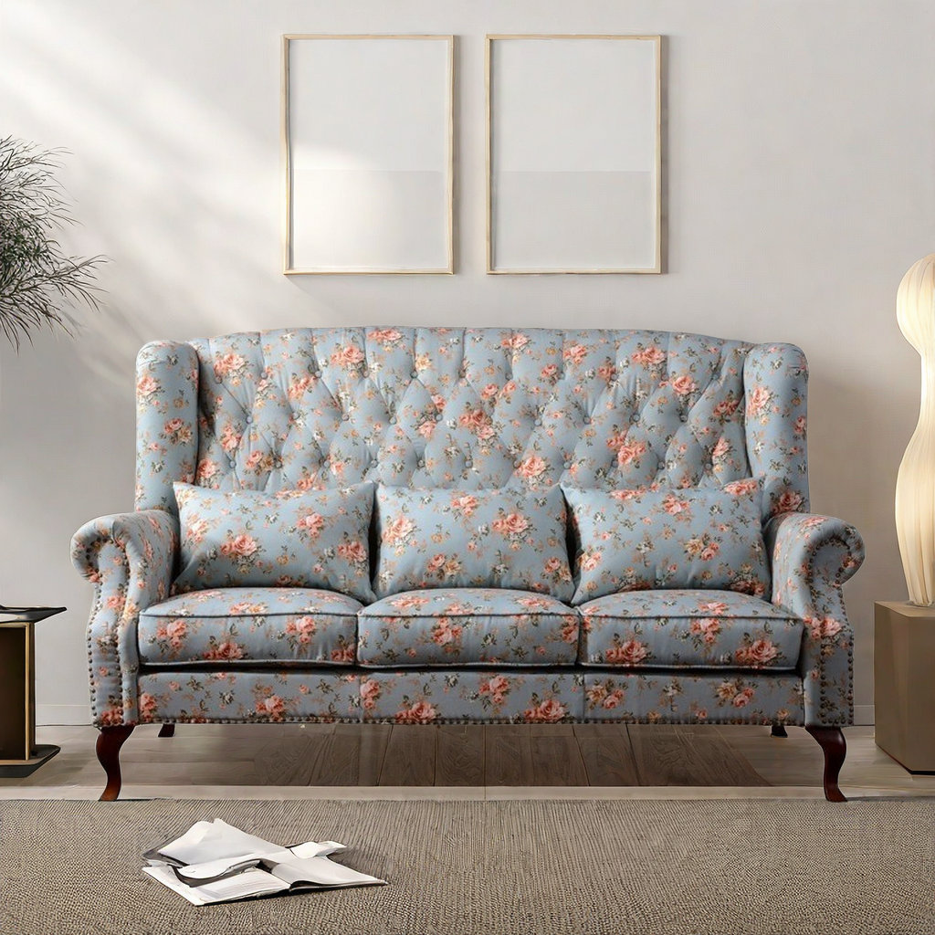 Romero Simple Blue Pastoral Style Sofa 78.7'' Upholstered Sofa | Wayfair