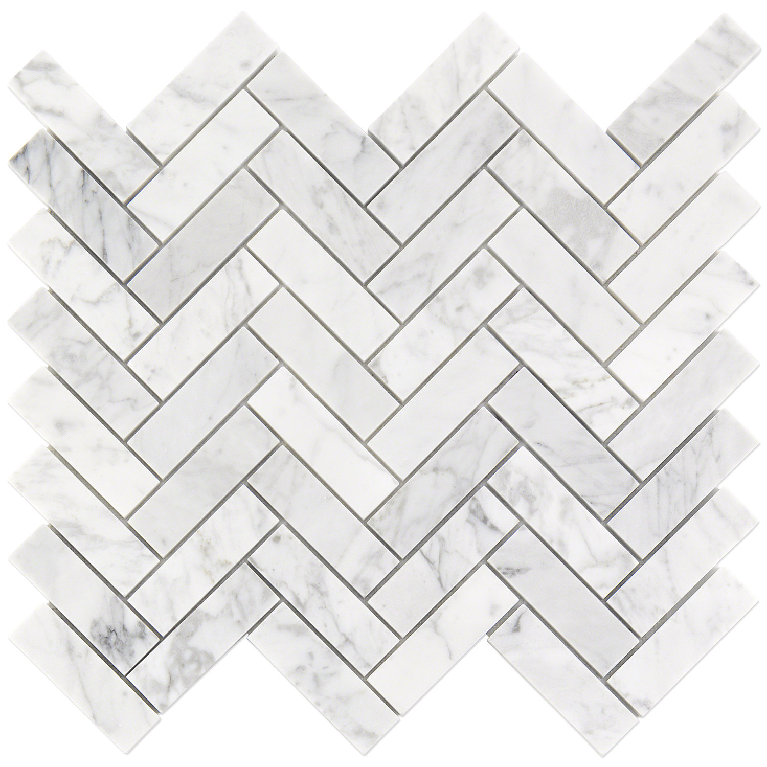 Bond Tile Carrara 1" x 3" Marble Herringbone Mosaic Wall & Floor Tile ...