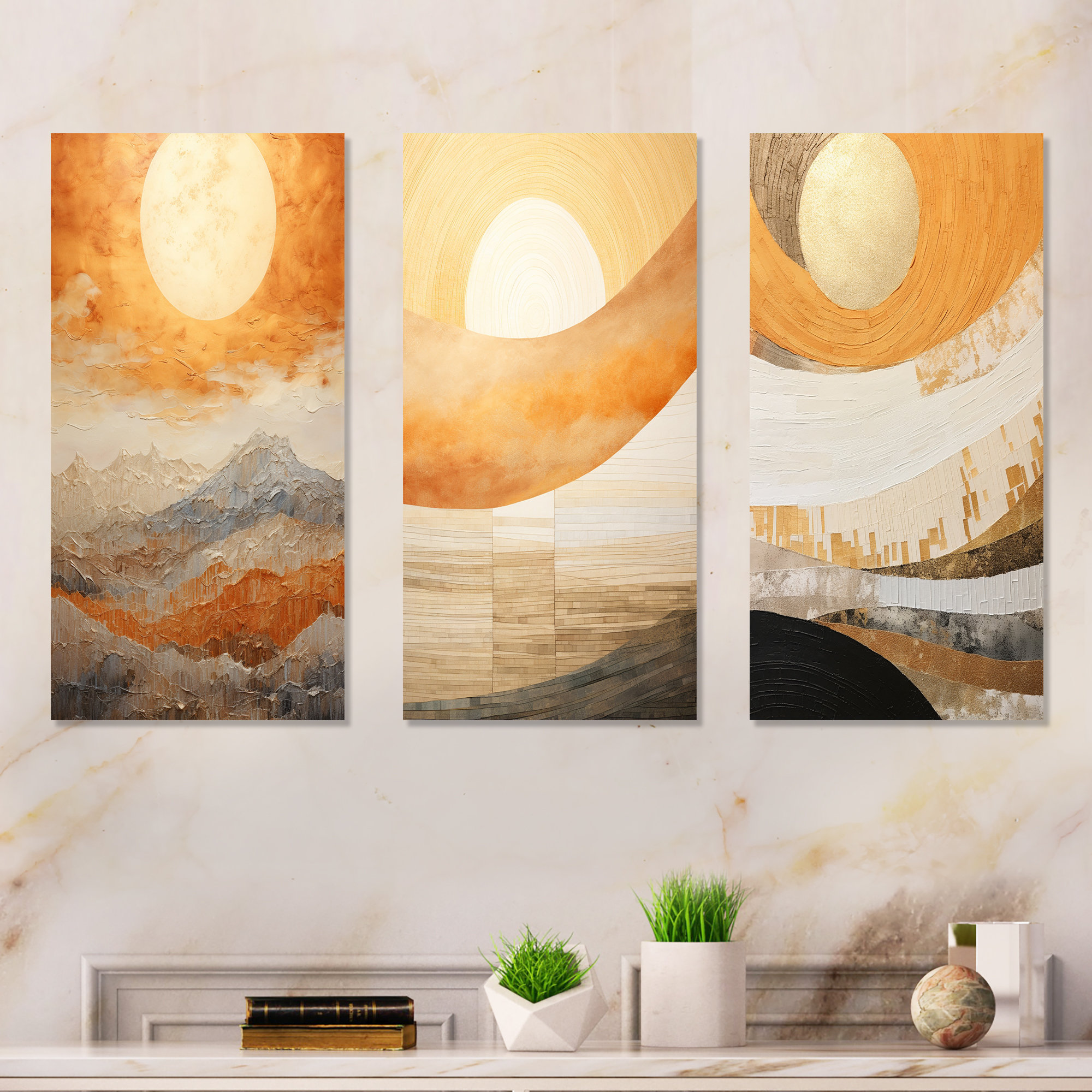 George Oliver Geometric Golden Beige Sunset Harmony - Sunrisesunset ...