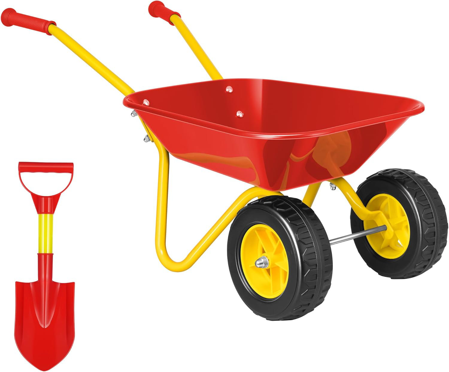 VIVOHOME Kids Wheelbarrow Red Garden Cart With Toddler Gardening Tool ...
