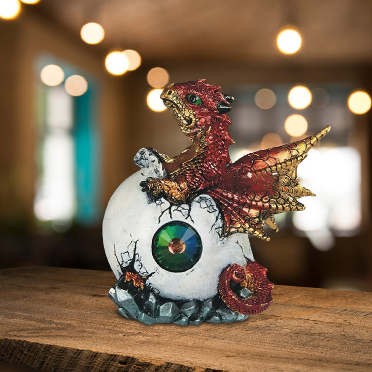 Trinx Jayveon Baby Dragon Hatchling in Egg with Spiky Hair Figurine ...