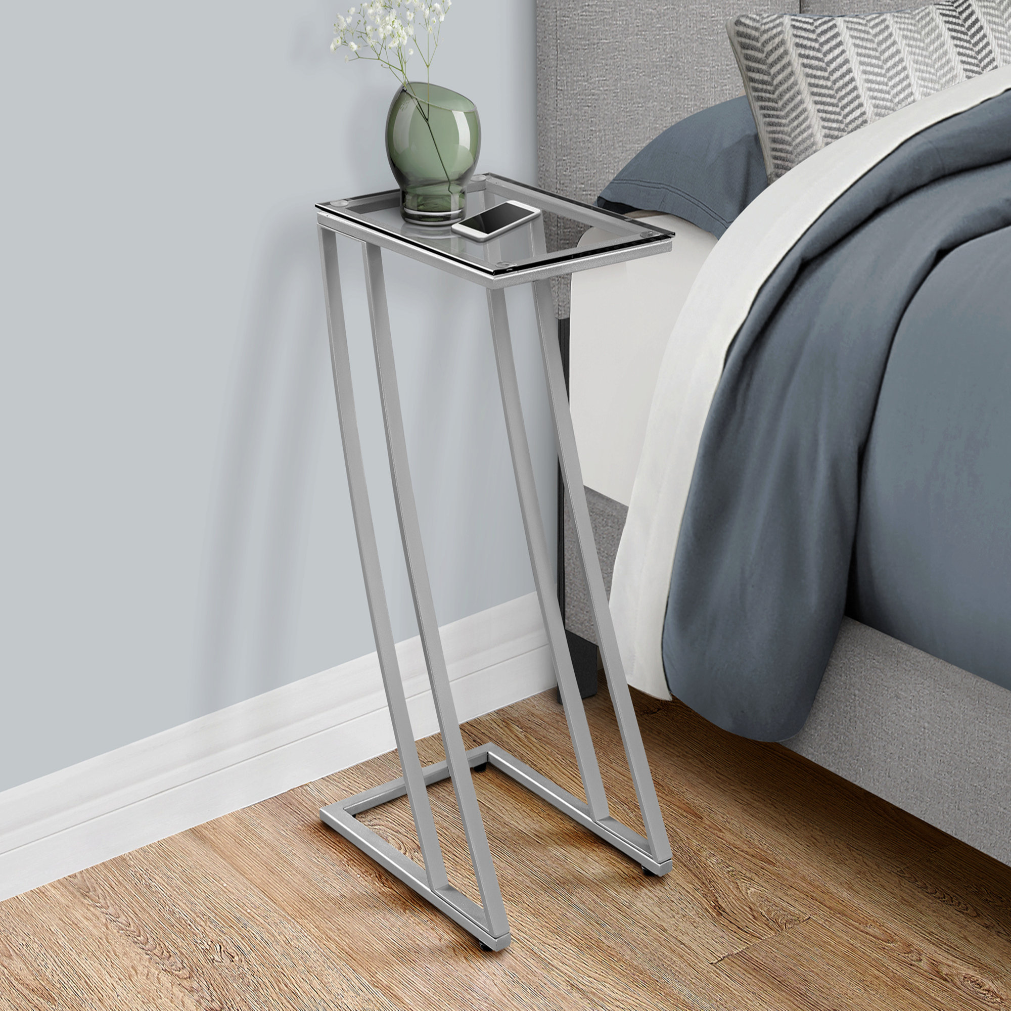 Wrought Studio™ Accent Table, C-Shaped, End, Side, Snack Tempered Glass ...