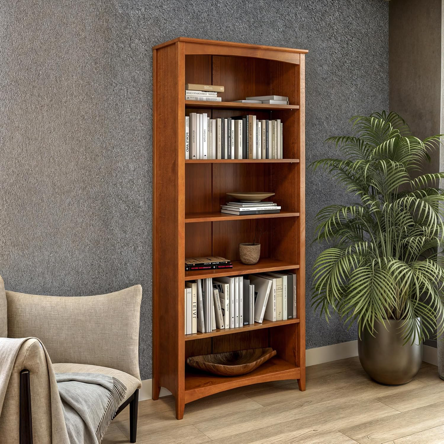 Red Barrel Studio® Solid Wood Shaker Style Bookcase With Adjustable ...