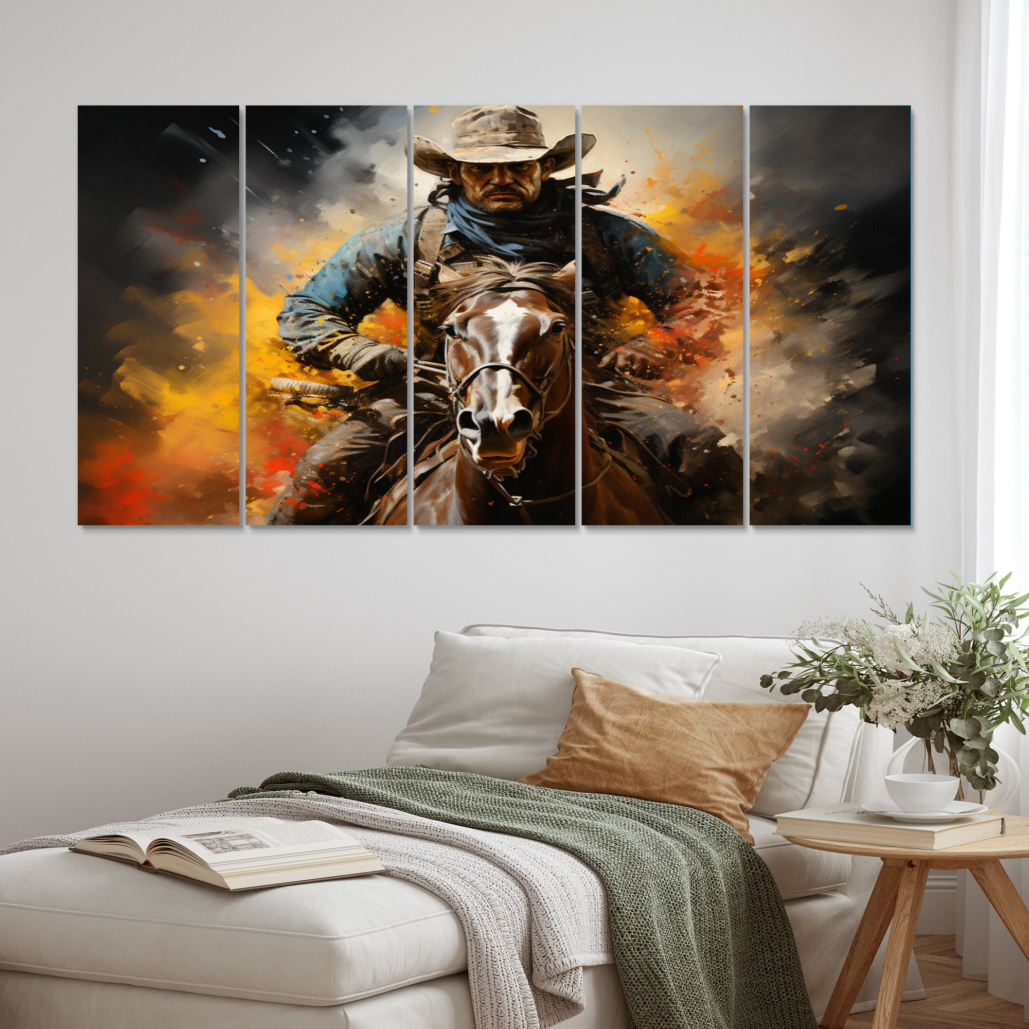 Foundry Select Western Rodeo Spirit Pointillism Art - Western Canvas ...