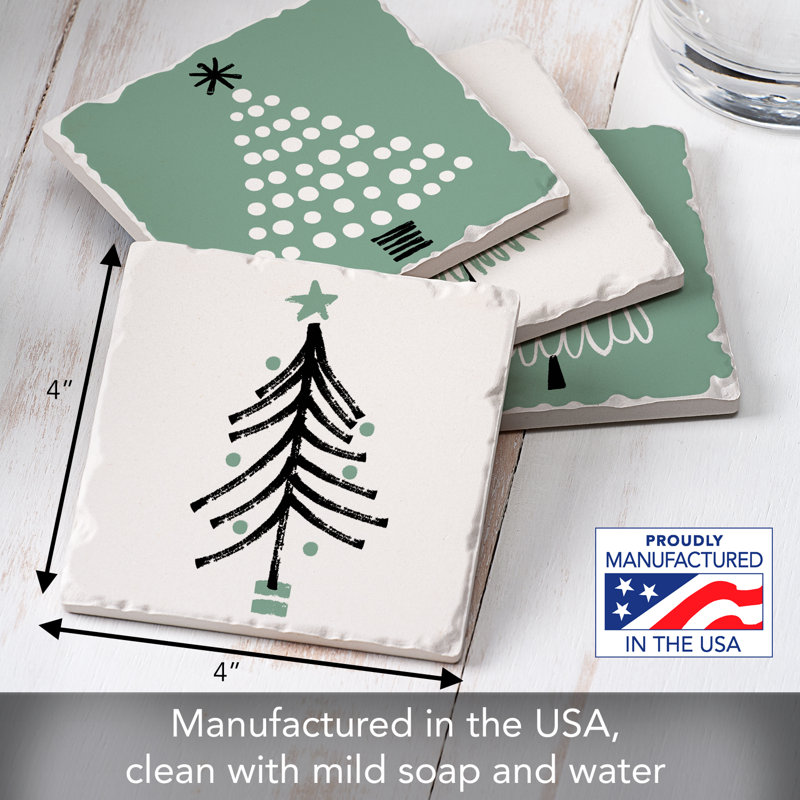 The Holiday Aisle® Scandinavian Trees 4-Pack Assorted Tumbled Tile ...