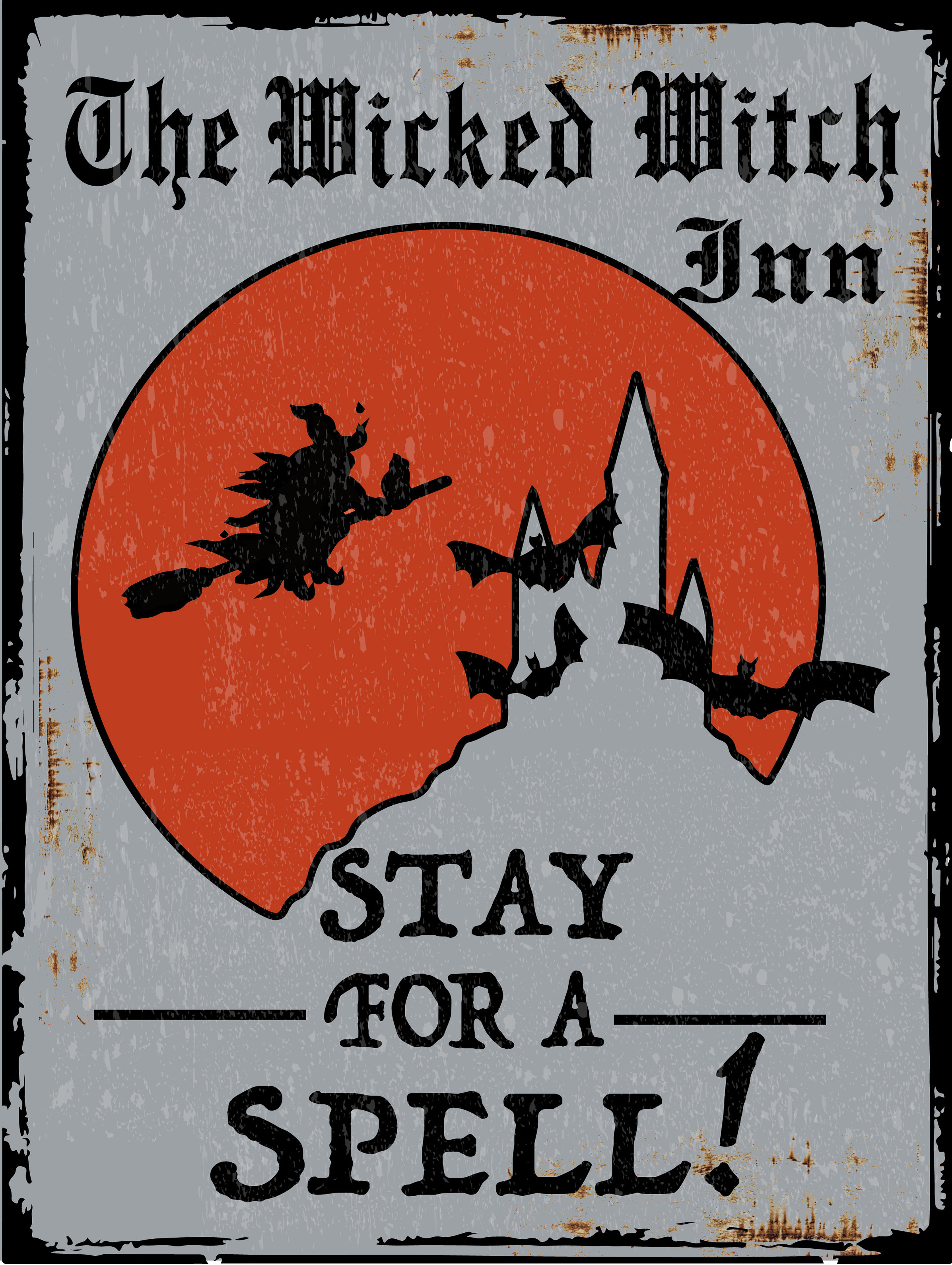 The Holiday Aisle® Wicked Witch Inn Halloween Metal Sign | Wayfair