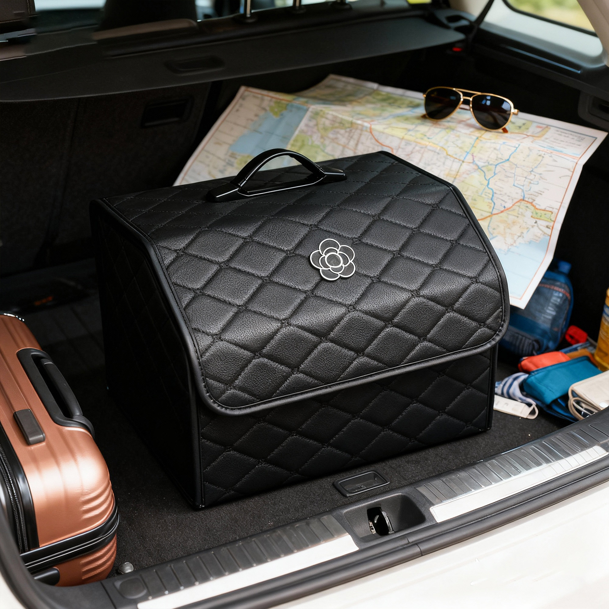 Winston Porter Leather Car Trunk Organizer Box, Black (small) - Wayfair ...