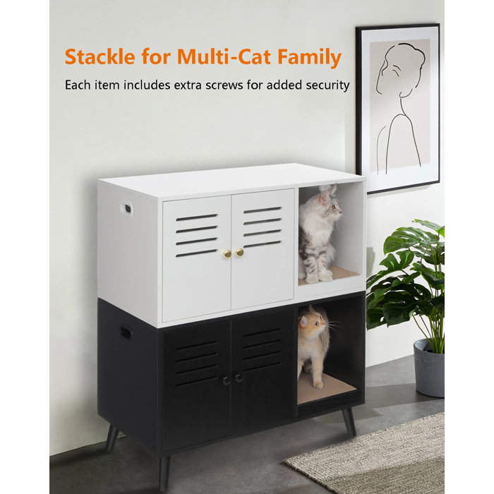 Tucker Murphy Pet™ Cat Litter Box Furniture Hidden with 2 Mats ...