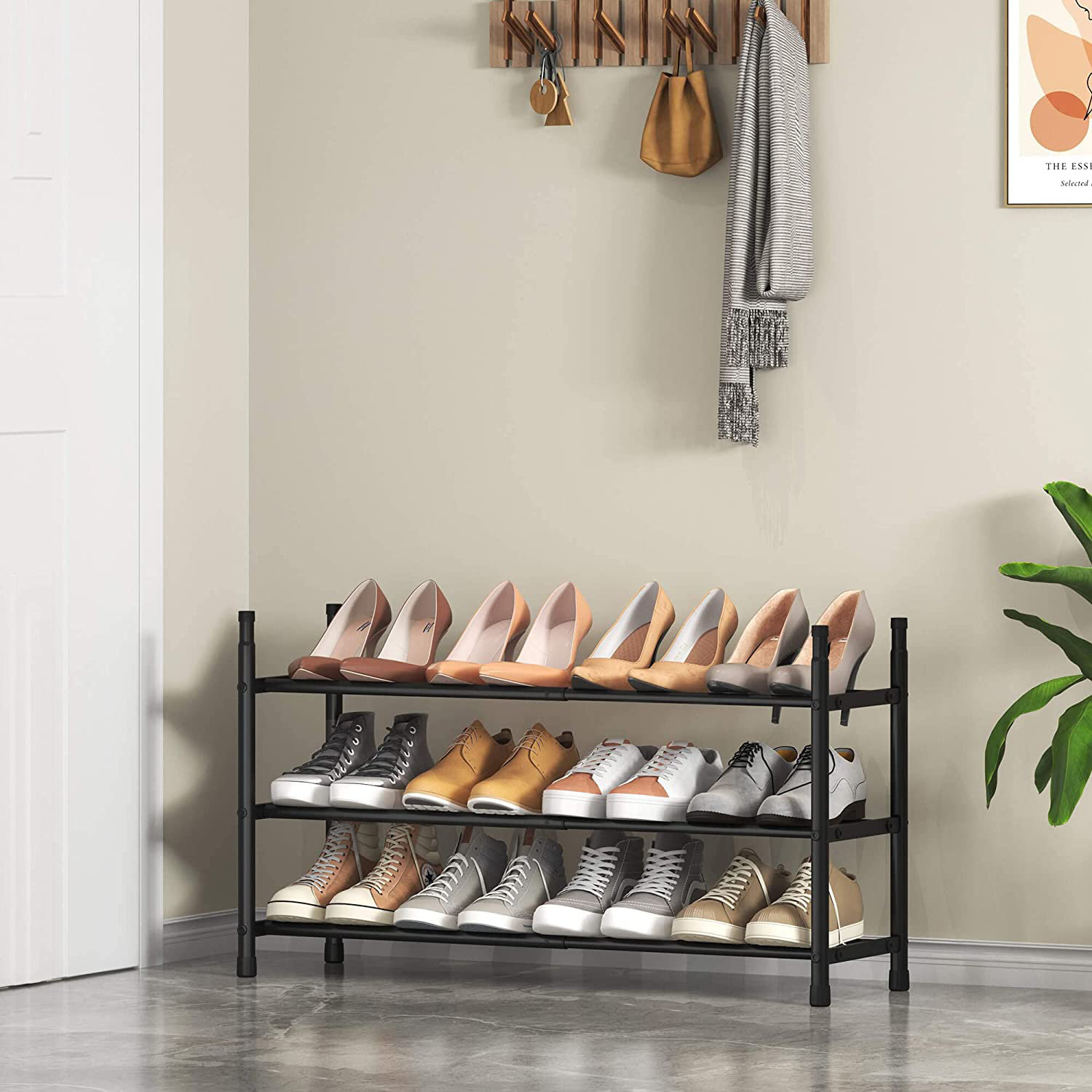 Rebrilliant 3-Tier Stackable Closet Shoe Rack Organizer, Expandable And ...