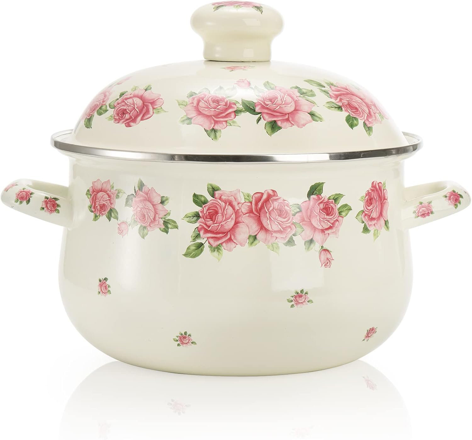 SHANXIQIANNA 2.8 Quart Retro Cooking Pot, Vintage Floral Stew Bean ...