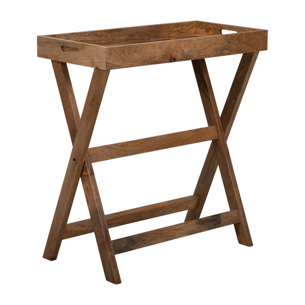 Loon Peak® Kazier Wooden Butler Tray with Stand 30" x 32" Brown TV Tray ...