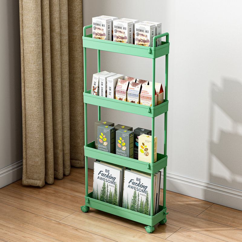 SPACEAIM Slim Rolling Storage Cart, 4 Tier Bathroom Storage Organizer ...