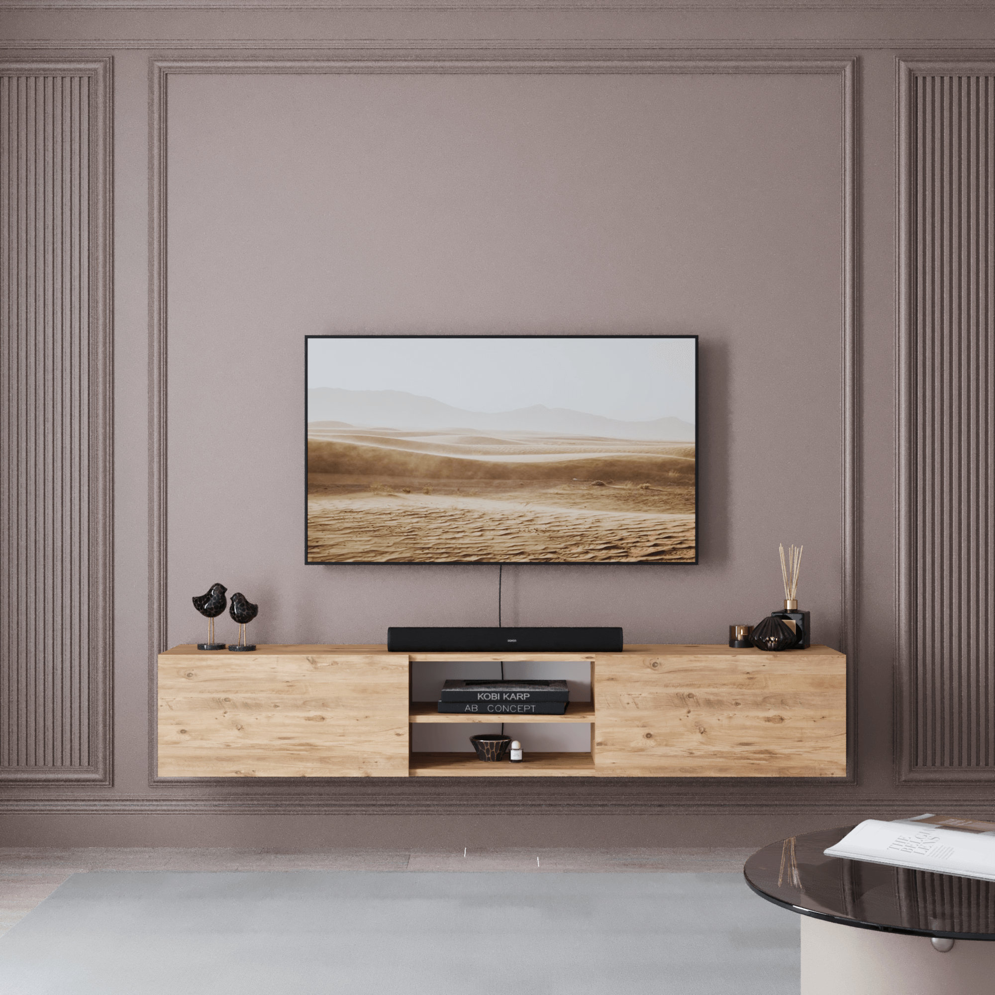 Ebern Designs Waco 70'' Floating TV Media Console 2-Doors, Modern Wall ...