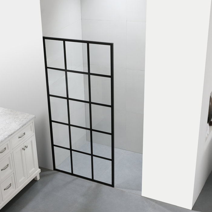 Zipcode Design™ Cyrus 72'' H Framed Fixed Glass Panel with Glass ...