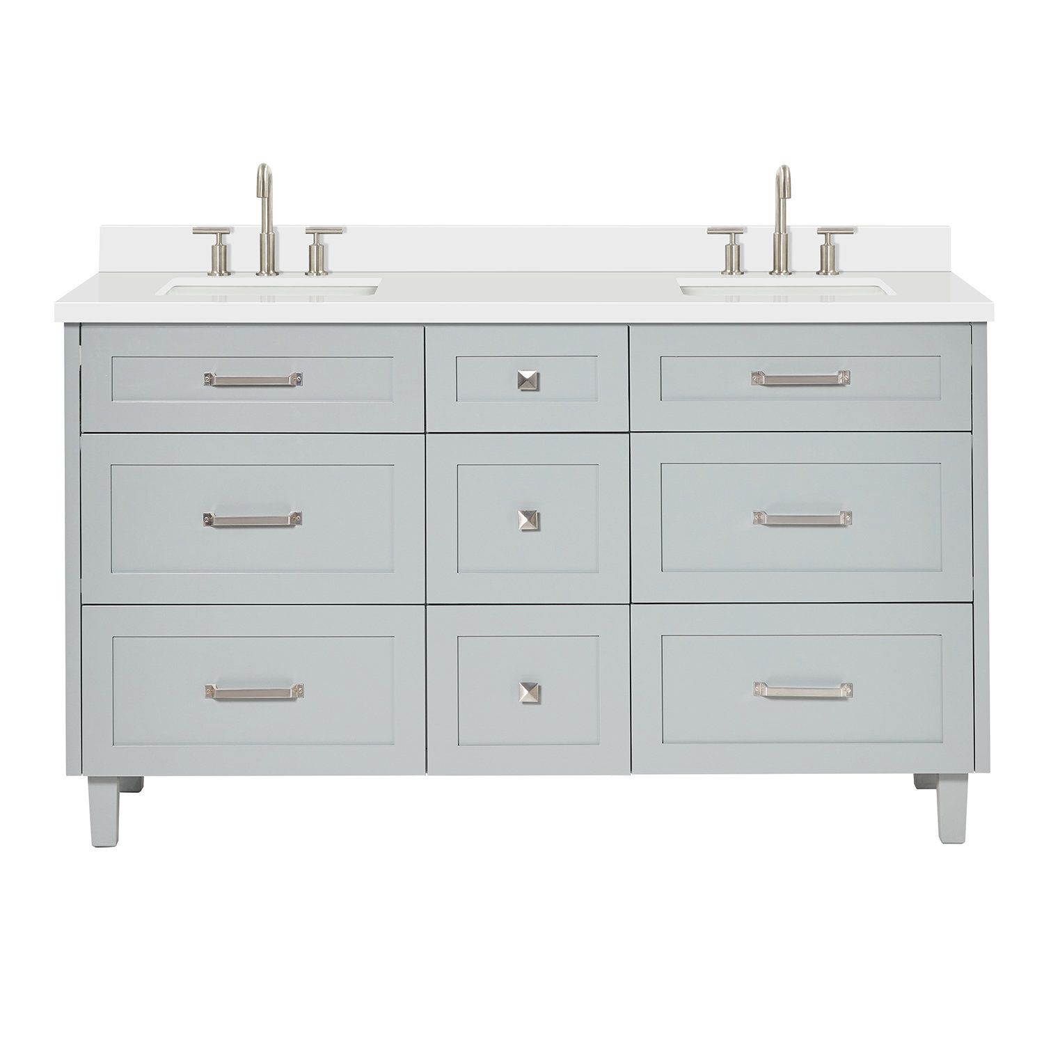 Ariel Bath Ariel Monroe 61 Inch Double Rectangular Sink Bathroom Vanity ...