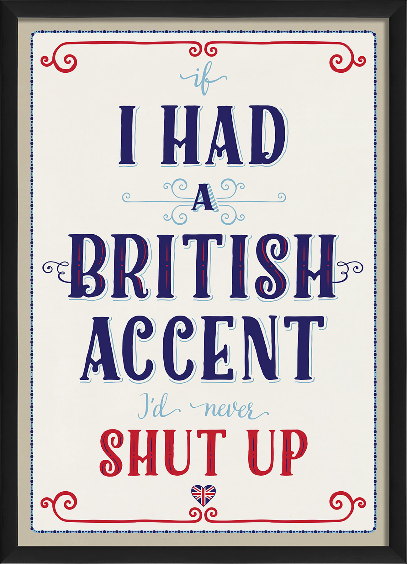 Brayden Studio 'British Accent' Framed Textual Art Print | Wayfair